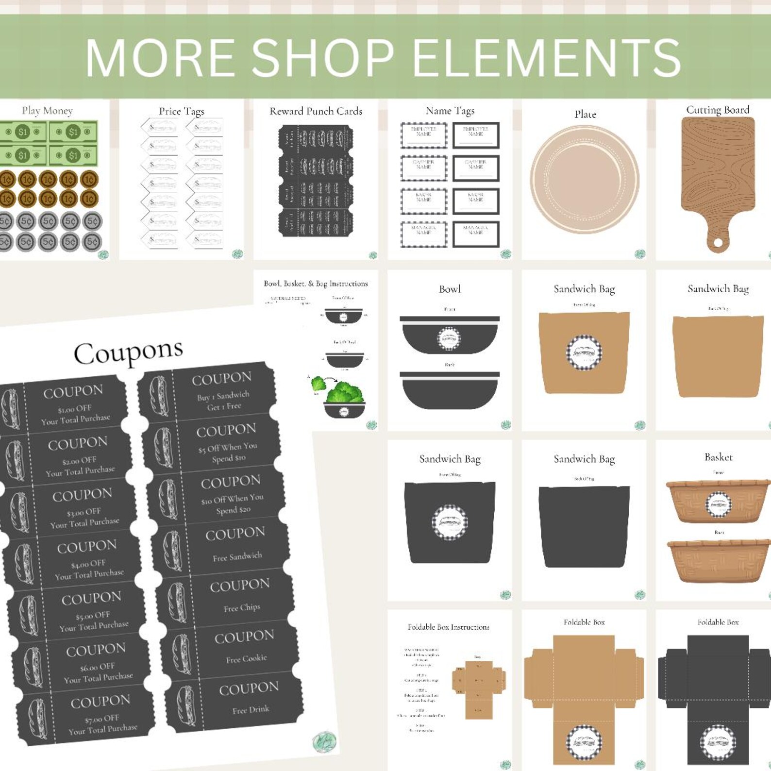 Sandwich Shop Dramatic Play Kit-sub Sandwich Pretend Play-cafe Role ...