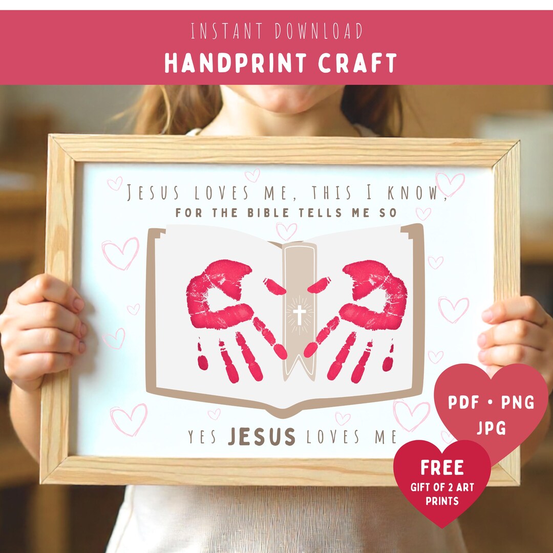 Bible Handprint Craft Printable-jesus Loves Me This I Know-christian ...
