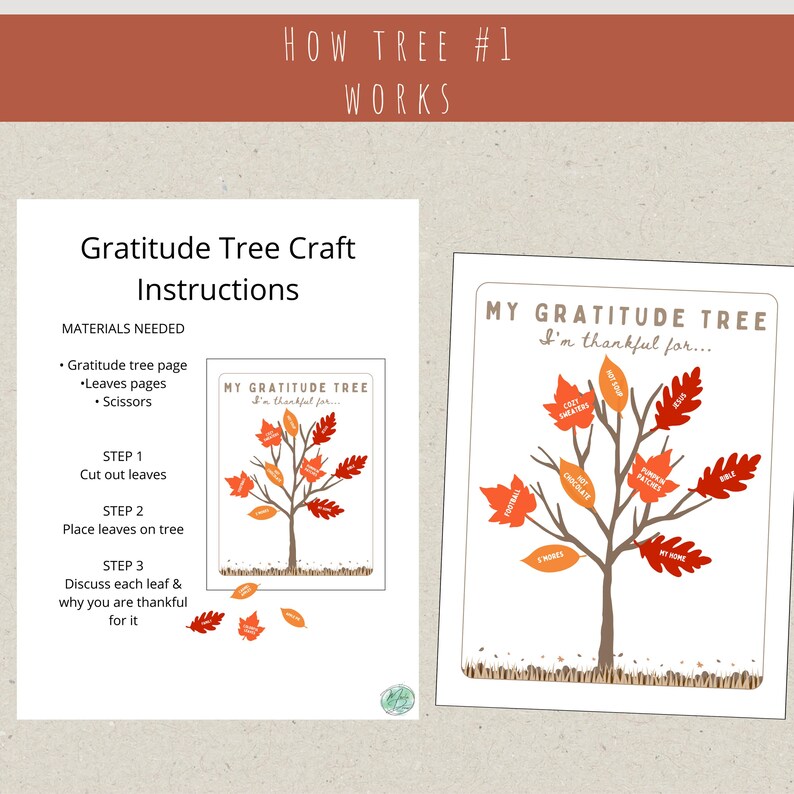 Thanksgiving Fall Gratitude Tree Craft Printable Activity-autumn Sunday ...