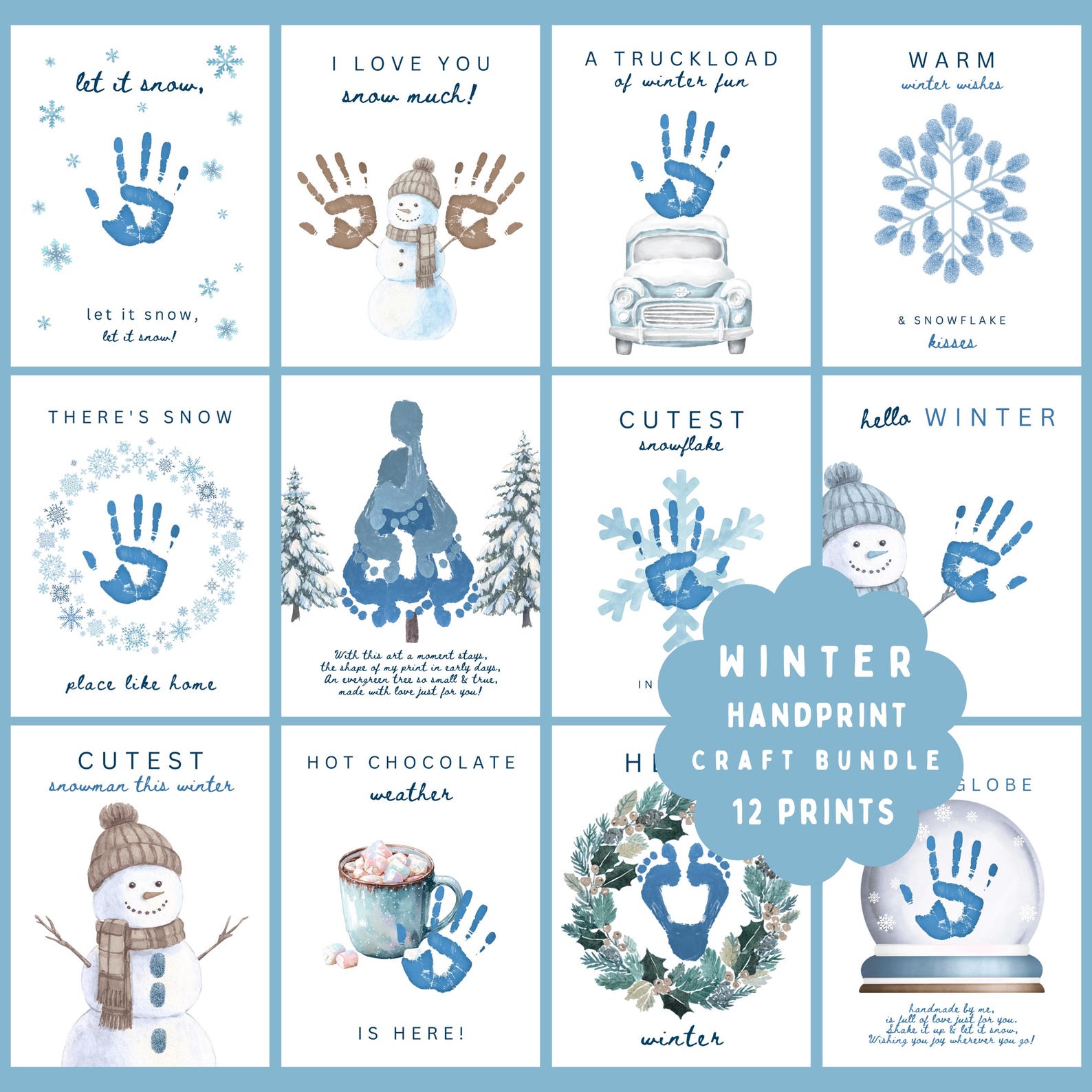 Winter Handprint Craft Bundle Printables-snow Season Kids Digital Art ...