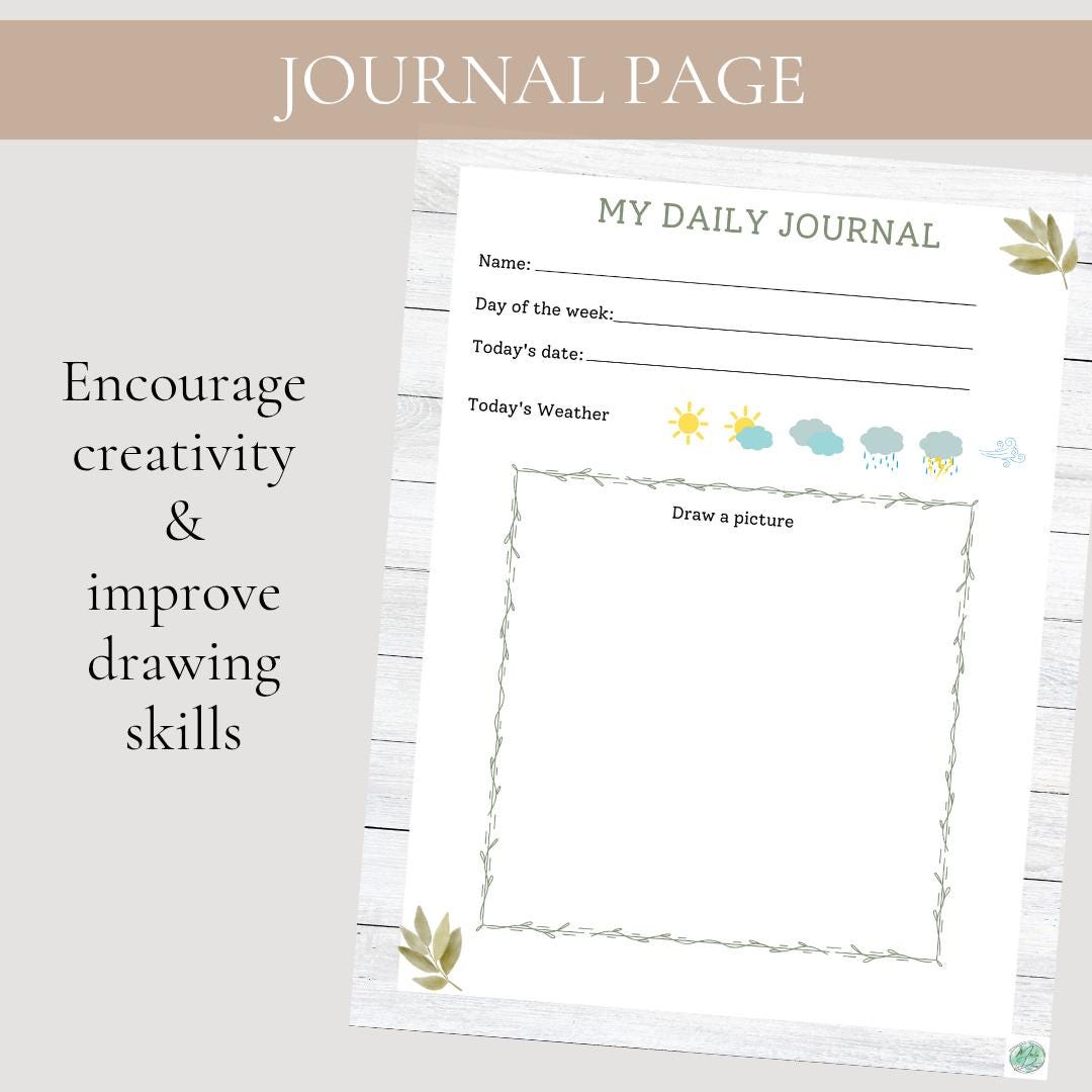 Kids Daily Journal Printable-all About Today Worksheet-daily Calender ...