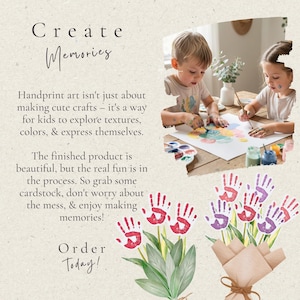 Paper Handprint Flower Bouquet Craft Printable-handmade Floral Keepsake ...