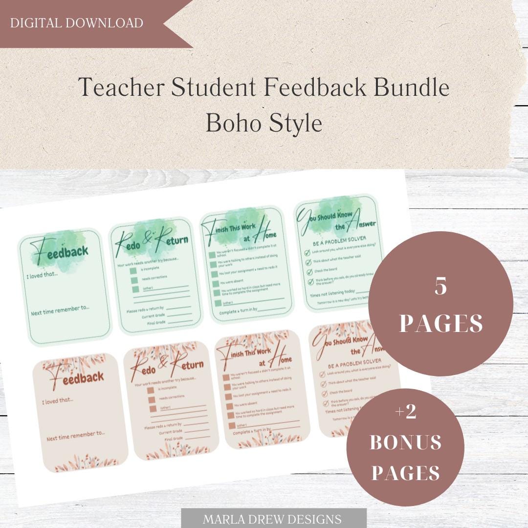 Teacher Student Feedback Printable Bundle Happy Mail Download Teacher ...
