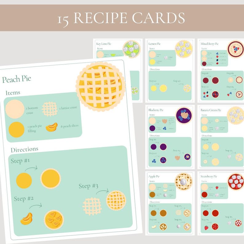 Pie Bakery Dramatic Play Printable-build A Pie Sequencing Recipe Cards ...