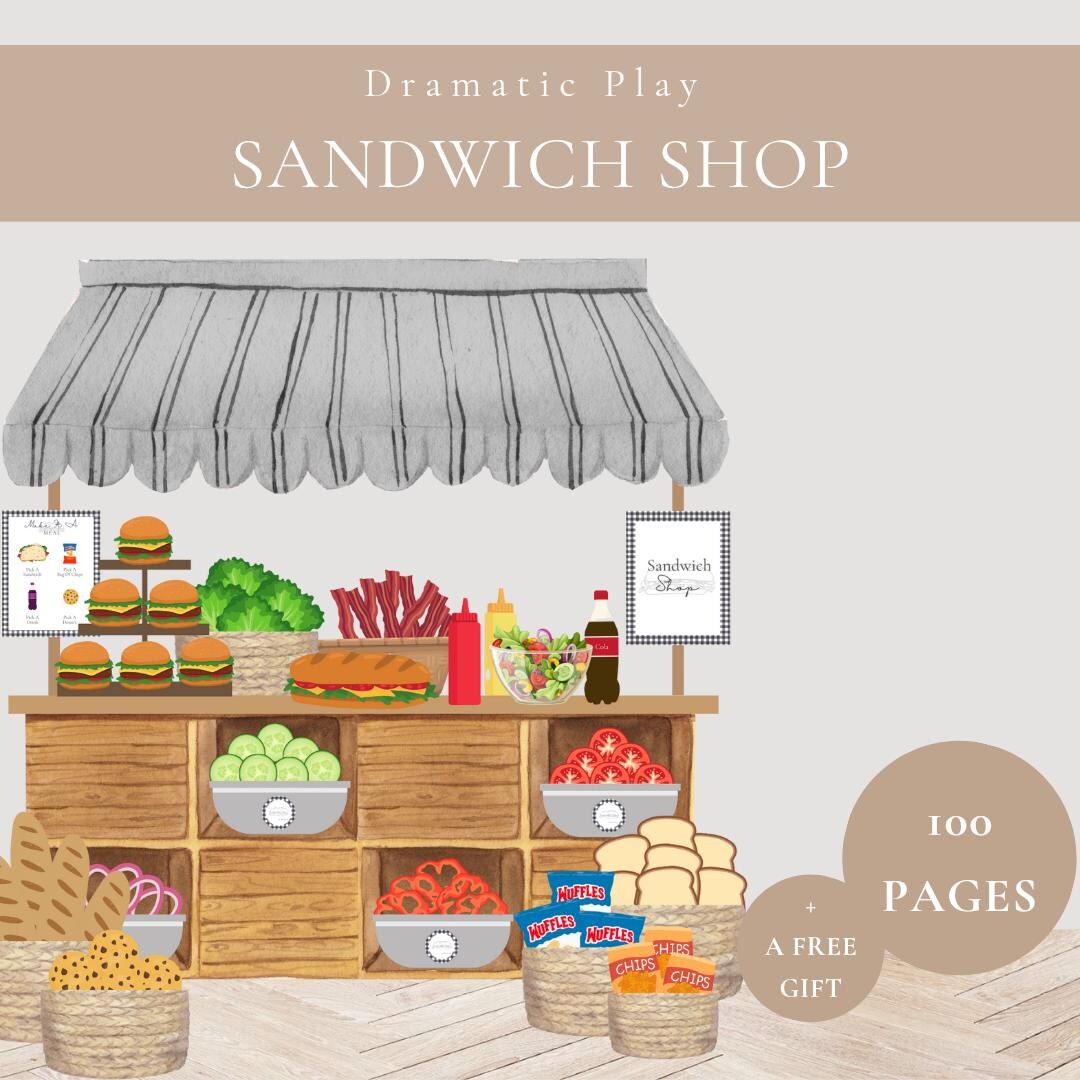 Sandwich Shop Dramatic Play Kit-sub Sandwich Pretend Play-cafe Role ...