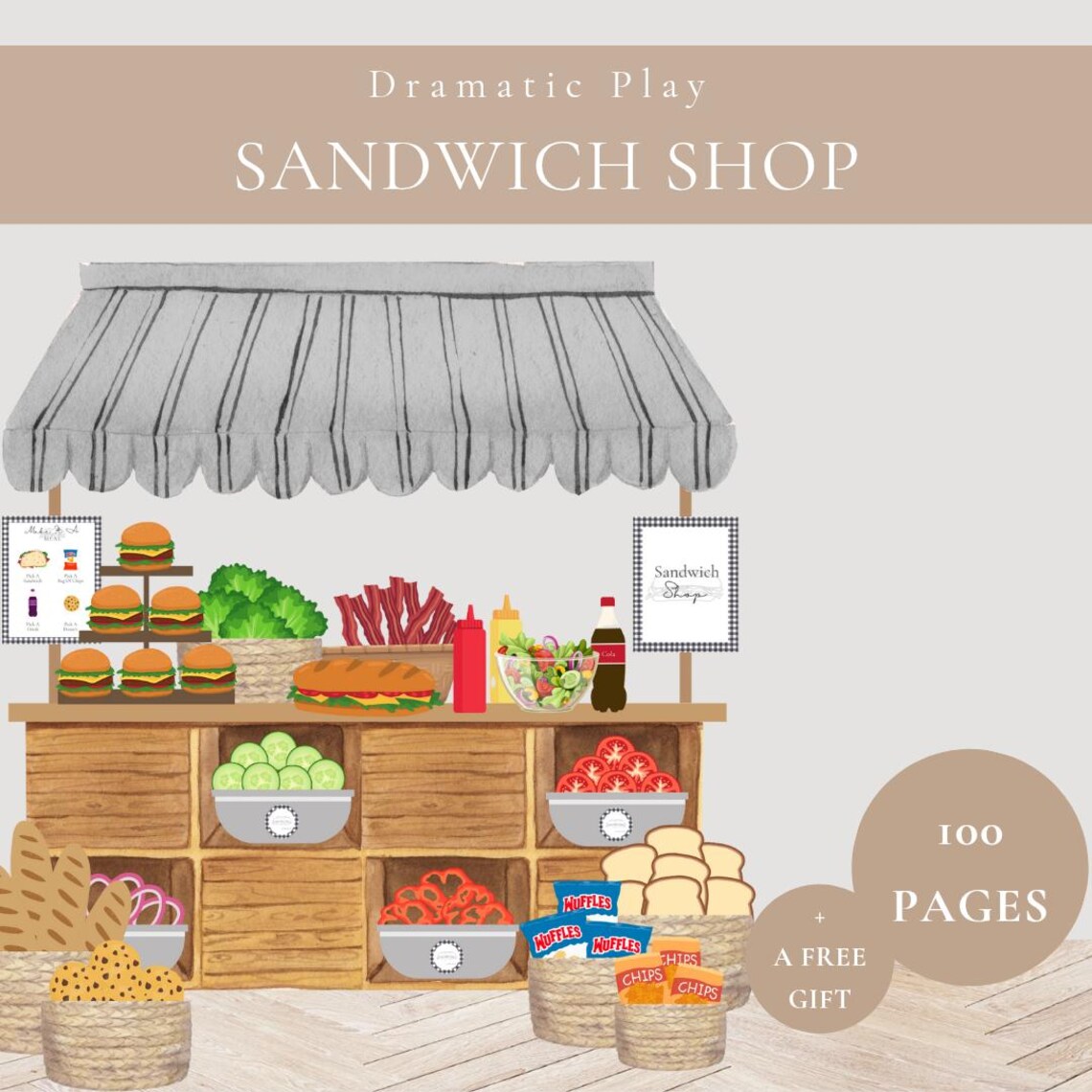 Sandwich Shop Dramatic Play Kit-sub Sandwich Pretend Play-cafe Role ...