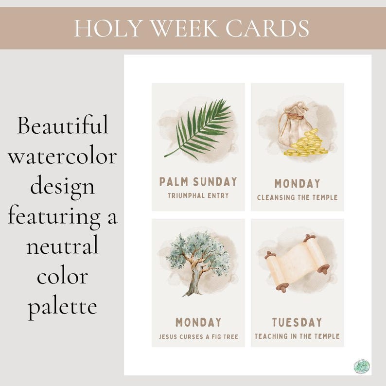 Neutral Color Theme Kid Easter Holy Week Scripture Story Cards+timeline ...
