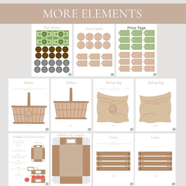 Farmer's Market Dramatic Play Printable-pretend Play Farmers Market ...