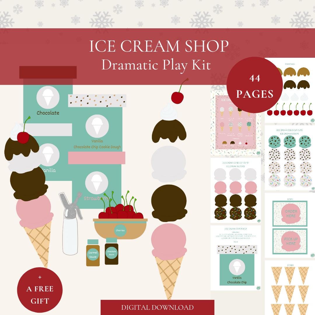 Ice Cream Shop Dramatic Play Kit Printabls-christmas Sweet Treats ...