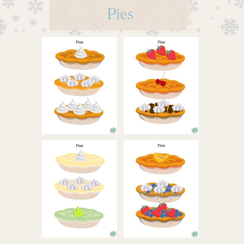 Pie Bakery Dramatic Play Printable-build A Pie Sequencing Recipe Card ...