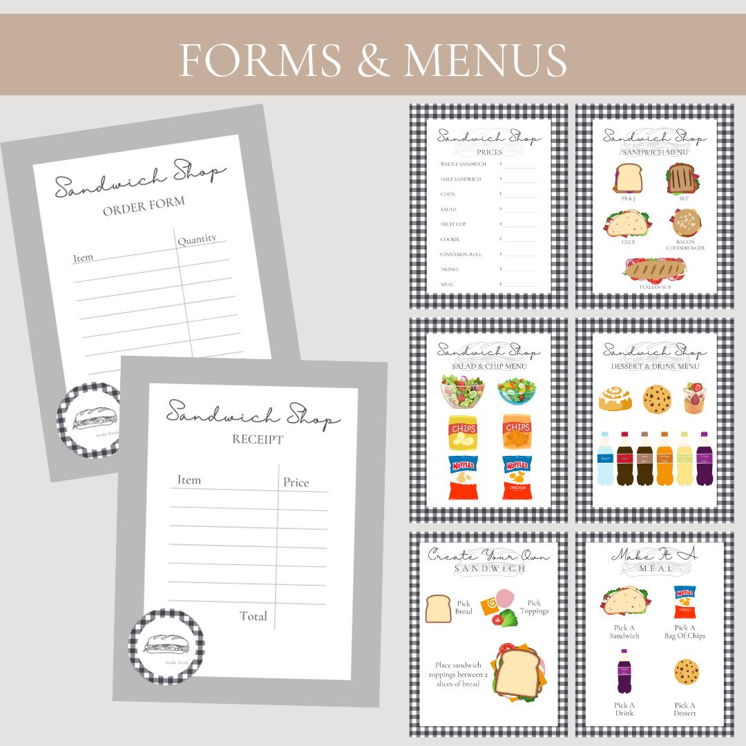 Sandwich Shop Dramatic Play Kit-sub Sandwich Pretend Play-cafe Role ...