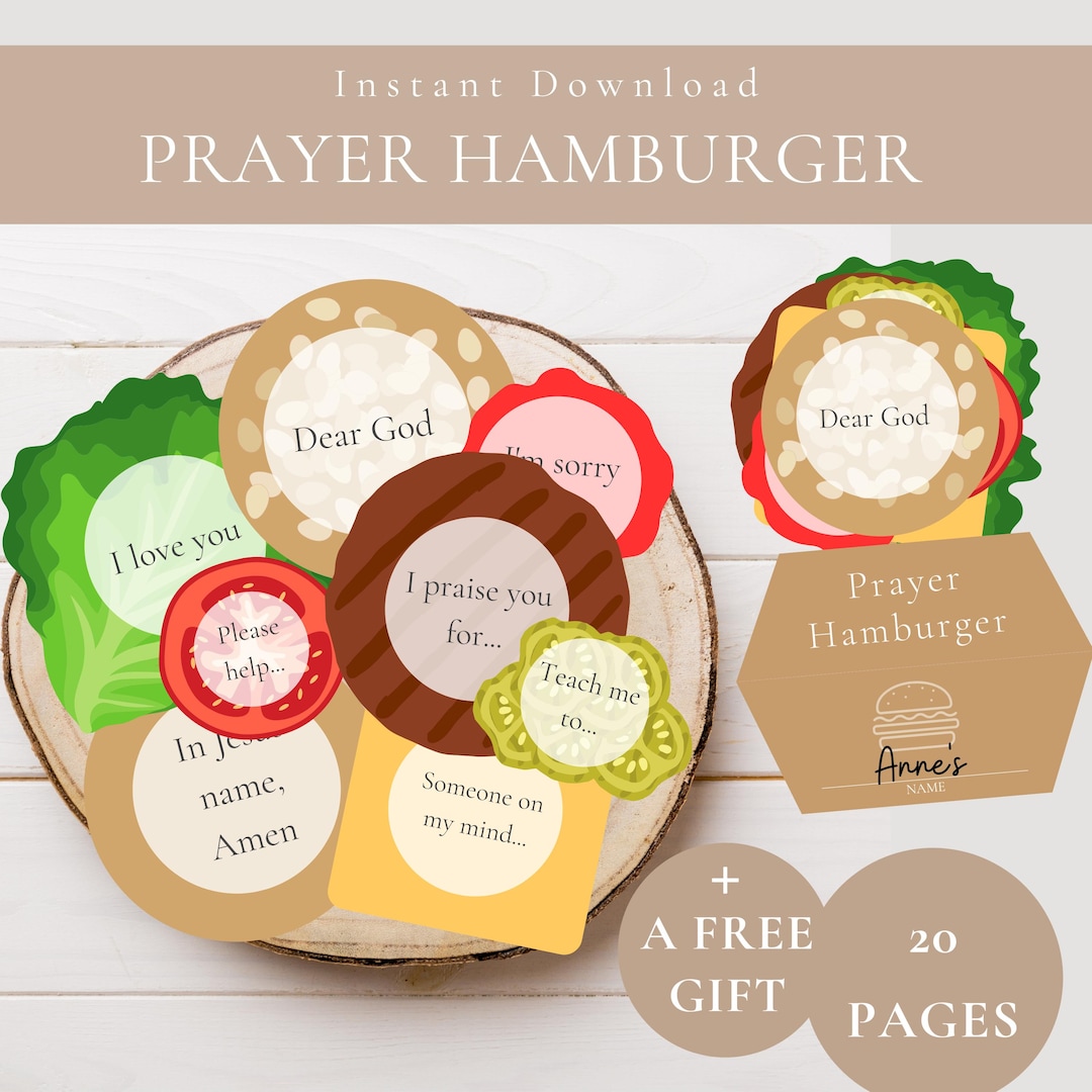 Kids Prayer Sandwich Hamburger Printable Craft Activity-christian ...