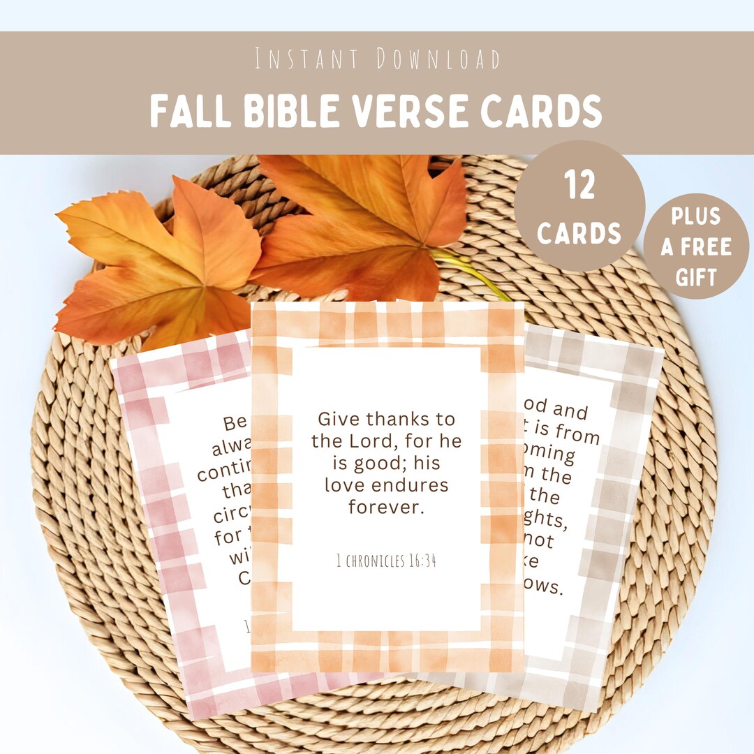 12 Fall Bible Verse Cards Instant Download-christian Autumn Scripture ...