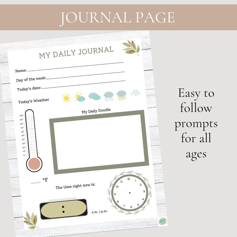 Kids Daily Journal Printable-all About Today Worksheet-daily Calender ...