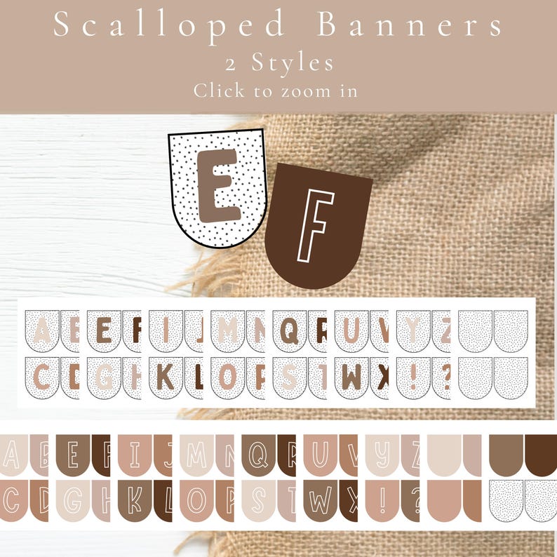 Classroom Bulletin Board Banners Digital Prints-neutral Brown Polka ...