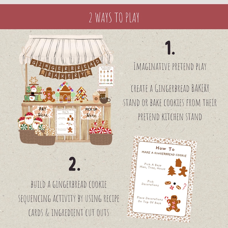 Gingerbread Bakery Pretend Dramatic Play Printable-holiday Cookie ...