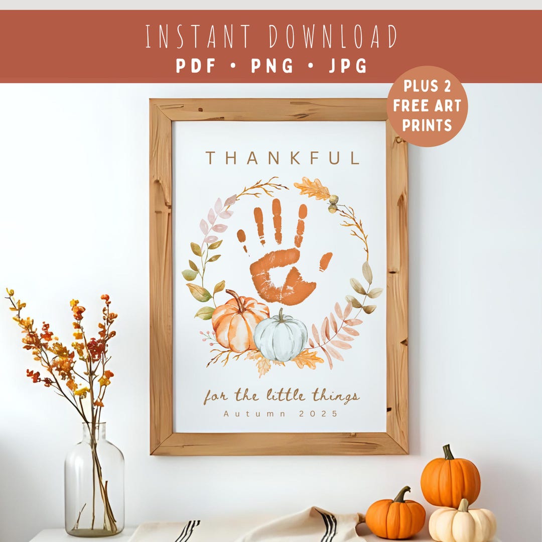 Autumn Pumpkin Wreath Handprint Craft Printable-autumn Blessings-kid ...
