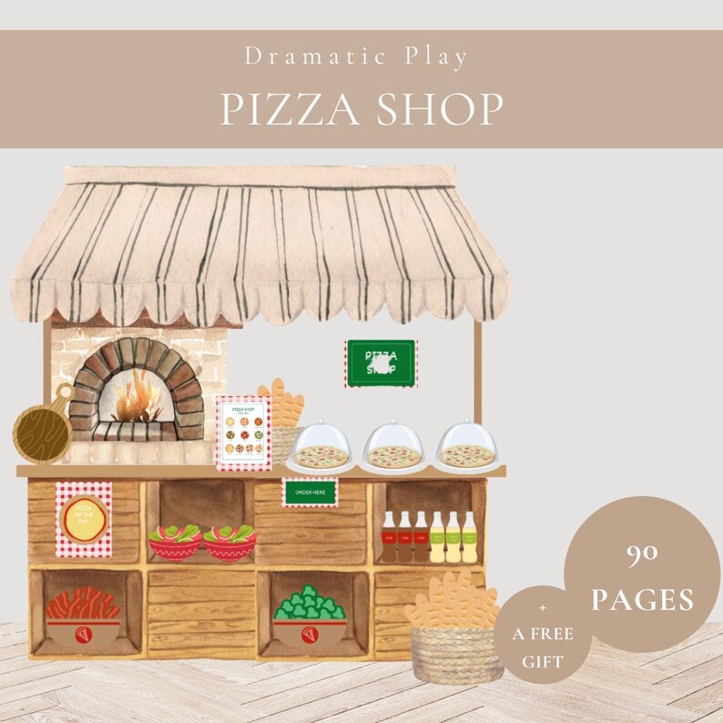 Pizza Shop Dramatic Play Kit Digital Download-preschool Pretend Play ...