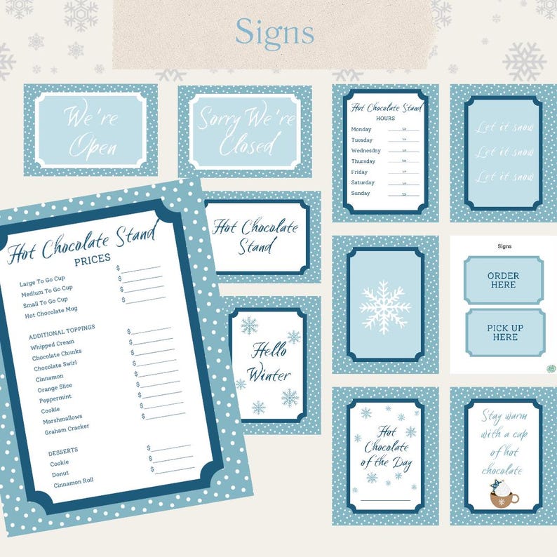 Hot Chocolate Stand Dramatic Play Printable-hot Cocoa Pretend Play ...