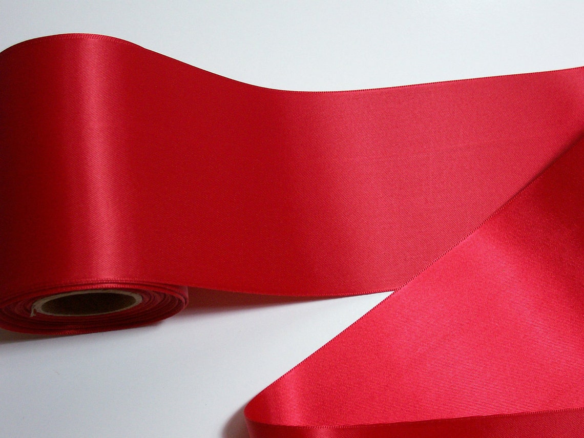 Red Ribbon Wide Red Double-Faced Satin Ribbon 4 inches wide x | Etsy