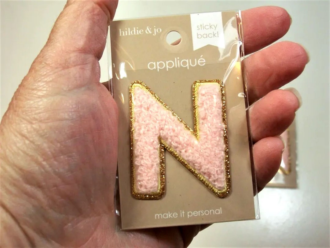 Pink Letter N Patch, Hildie & Jo Stick-on Patch, 3 Alphabet Appliques ...