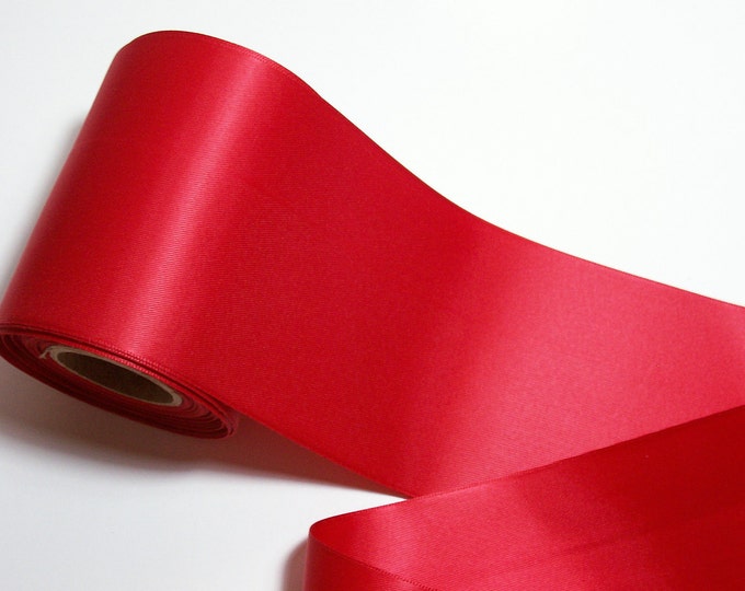 Red Ribbon, Wide Red Double-faced Satin Ribbon 4 Inches Wide X 1 Yard ...