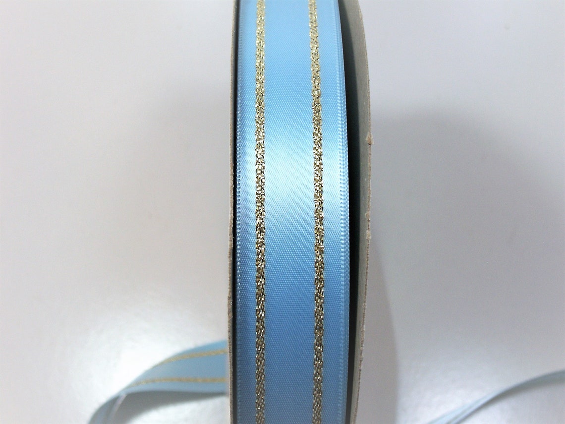 Blue Ribbon Offray double-faced light blue satin ribbon 7/8 | Etsy