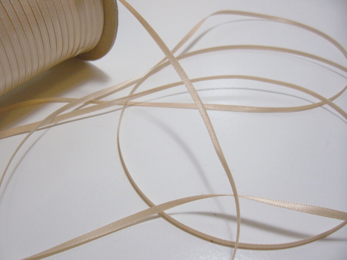 Beige Satin Ribbon 1/8 Inch Weddings Thin Ribbon Offray Tan - Etsy