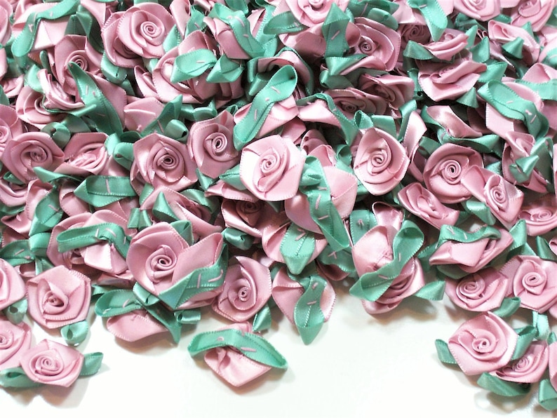 Pink Roses Pink Flower Appliques Offray Flat Ribbon Rose | Etsy
