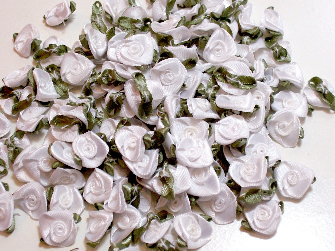 White Roses White Flower Appliques Offray Flat Rosebud - Etsy