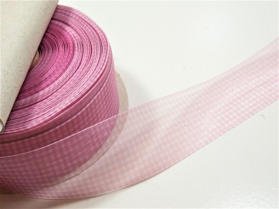 Sheer Pink Ribbon Wild Pink Mini Gingham Organza Ribbon 1 1/2 - Etsy