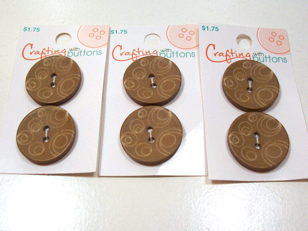 Brown Swirl Button Hard Plastic Button X 6 Pieces 1 1/8 Inch - Etsy