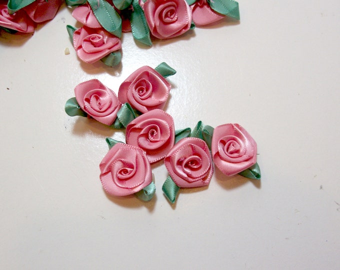Pink Roses, Pink Flower Appliques, Offray Flat Ribbon Rose Satin ...
