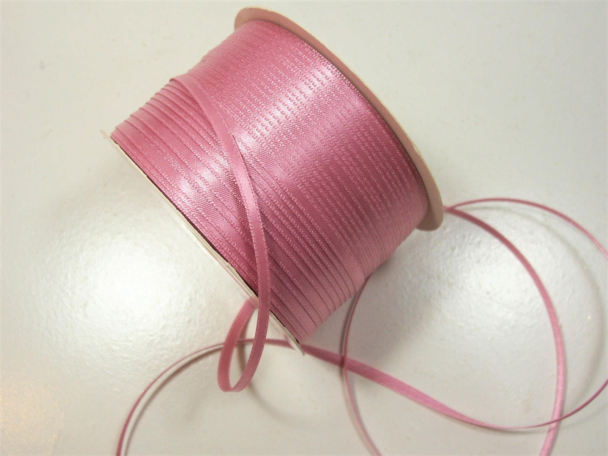 Pink Ribbon Double-faced Mauve Pink satin ribbon 1/8 inch x | Etsy