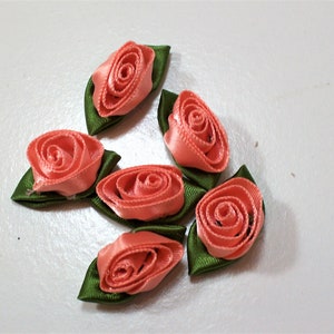 Peach Roses, Peach Rose Flower Appliques, Offray Rolled Ribbon Rose ...