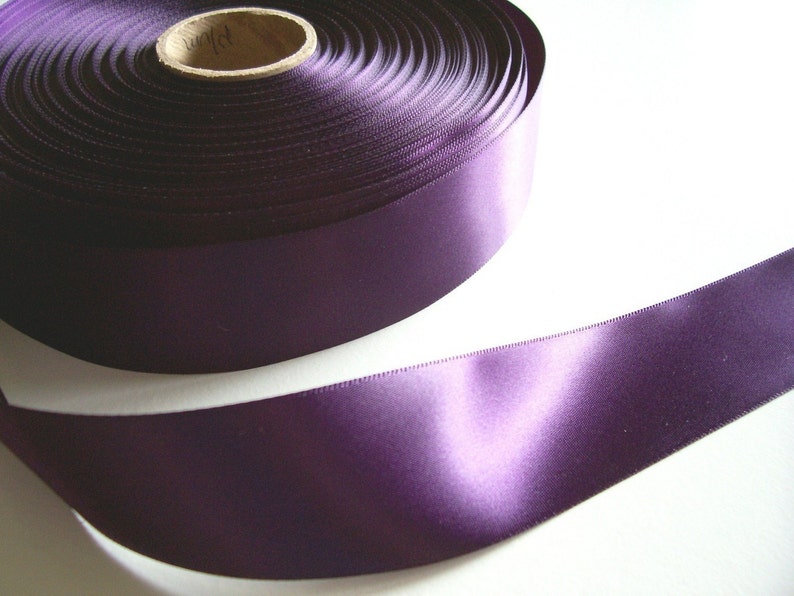 Purple Ribbon Single-Face Dark Plum Satin Ribbon 1 1/2 inches | Etsy