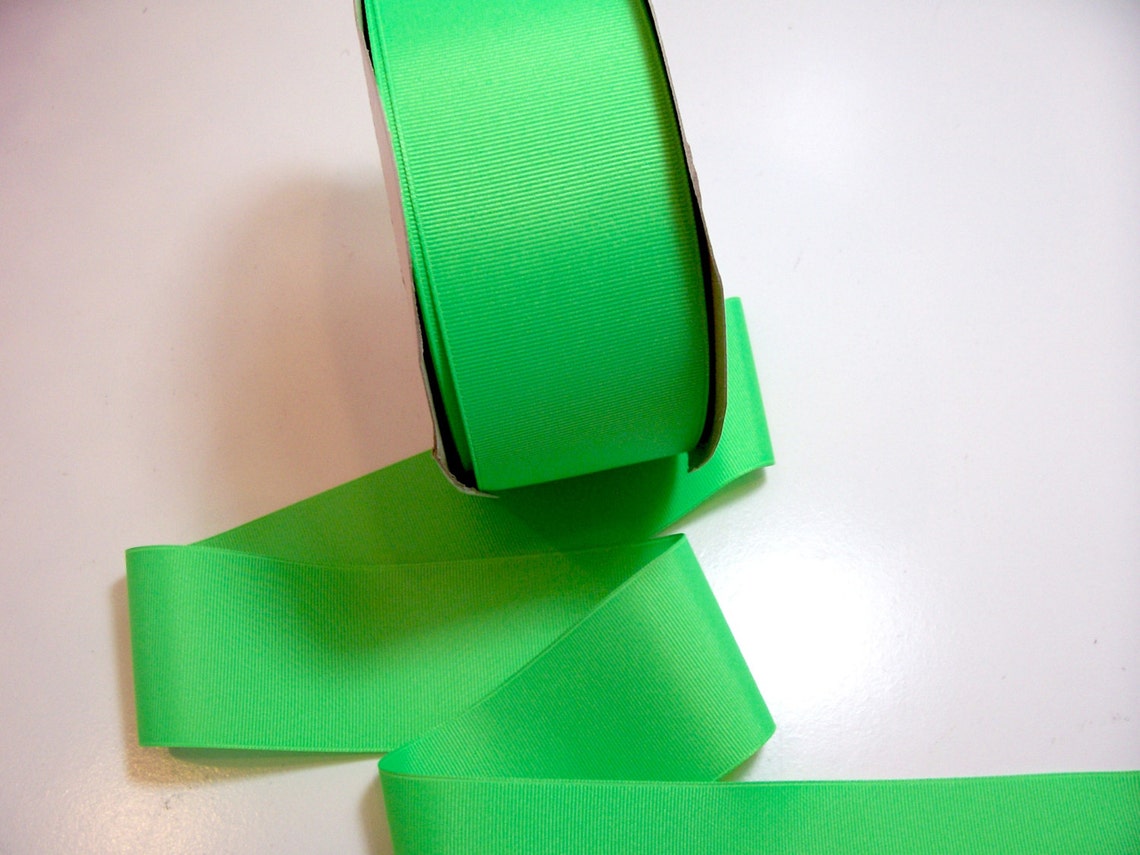 Wide Green Ribbon Neon Green Grosgrain Ribbon 2 1/4 Inches | Etsy