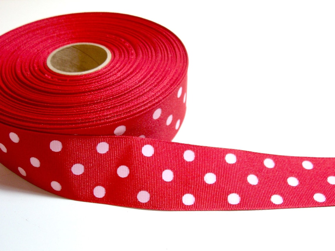 Red Ribbon Red and White Polka Dot Grosgrain Ribbon 1 1/2 - Etsy