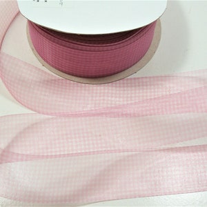 Sheer Pink Ribbon, Wild Pink Mini Gingham Organza Ribbon 1 1/2 Inches ...