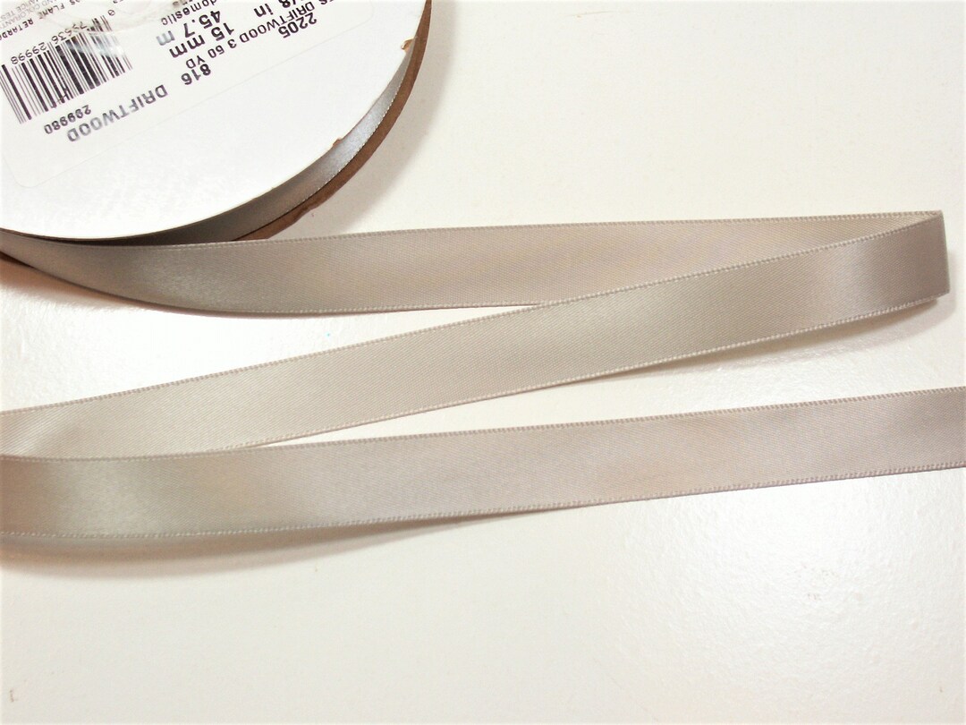 Beige Gray Ribbon, Offray Double-faced Driftwood Satin Ribbon 5/8 Inch ...