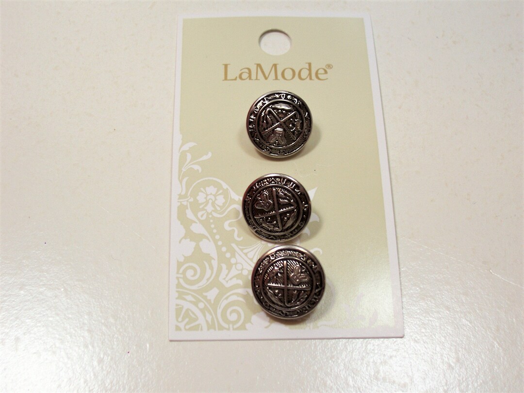 Coat of Arms Buttons, Metal Button X 3 Pieces, La Mode Button, 5/8 Inch ...