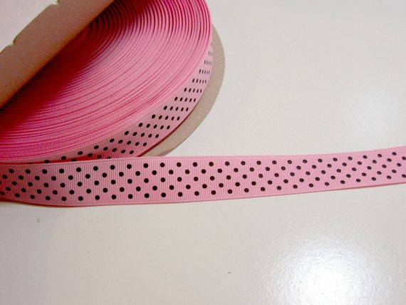 Pink Ribbon Pink and Black Confetti Dot Grosgrain Ribbon 7/8 - Etsy