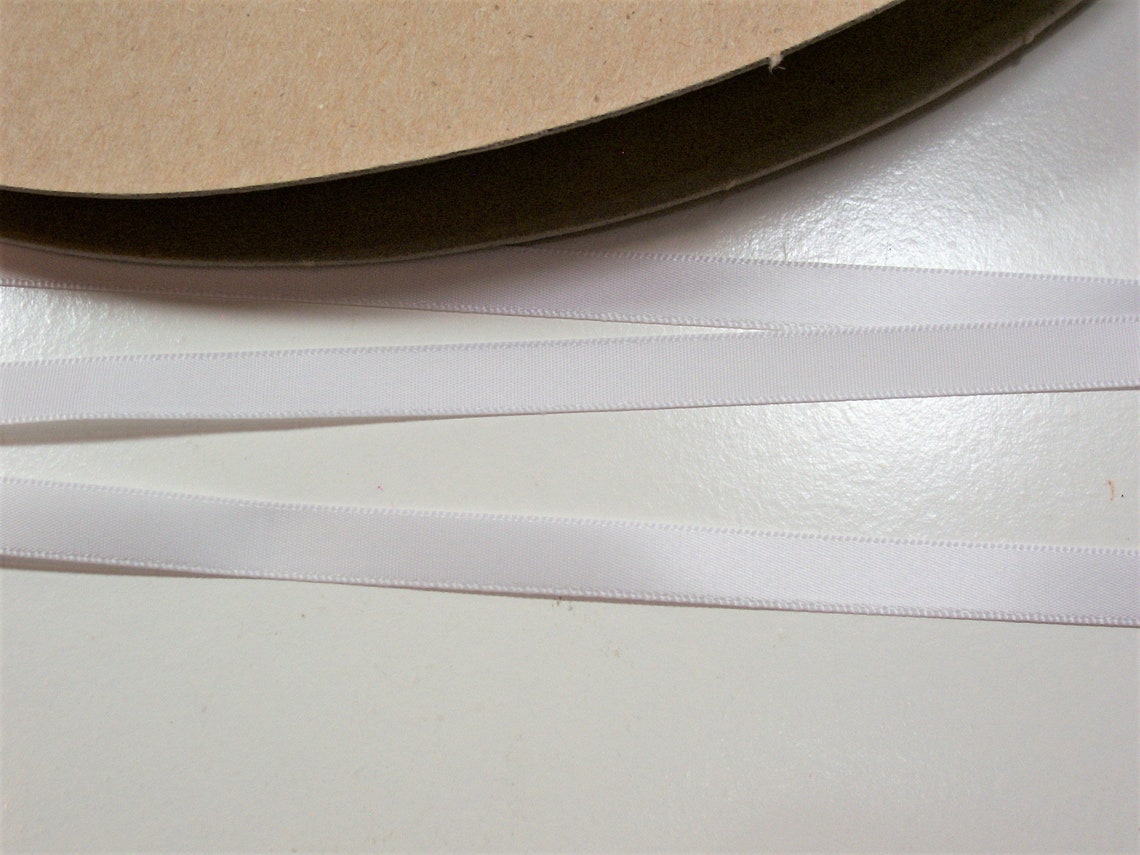 White Ribbon Single-faced White Satin Ribbon 3/8 Inch Wide X - Etsy UK