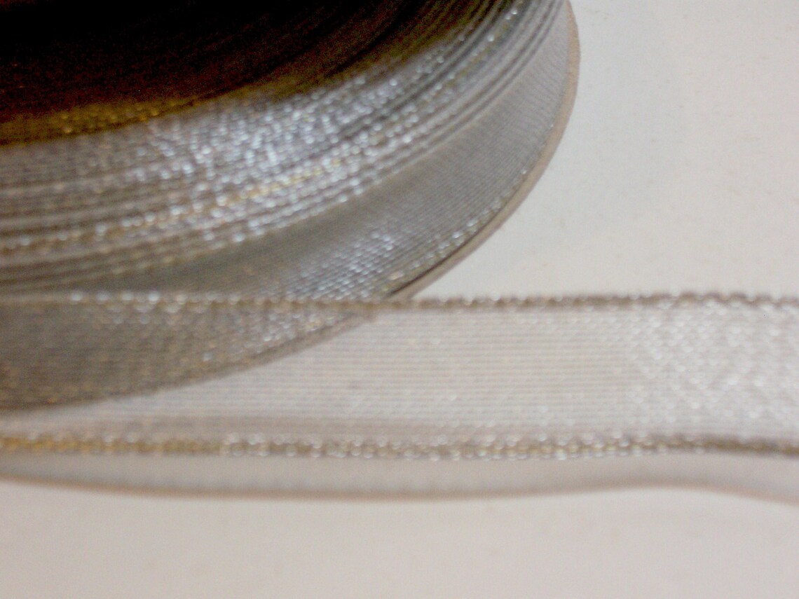 Silver Ribbon Metallic Silver Wired Ribbon 5/8 Inch Wide X 5 - Etsy