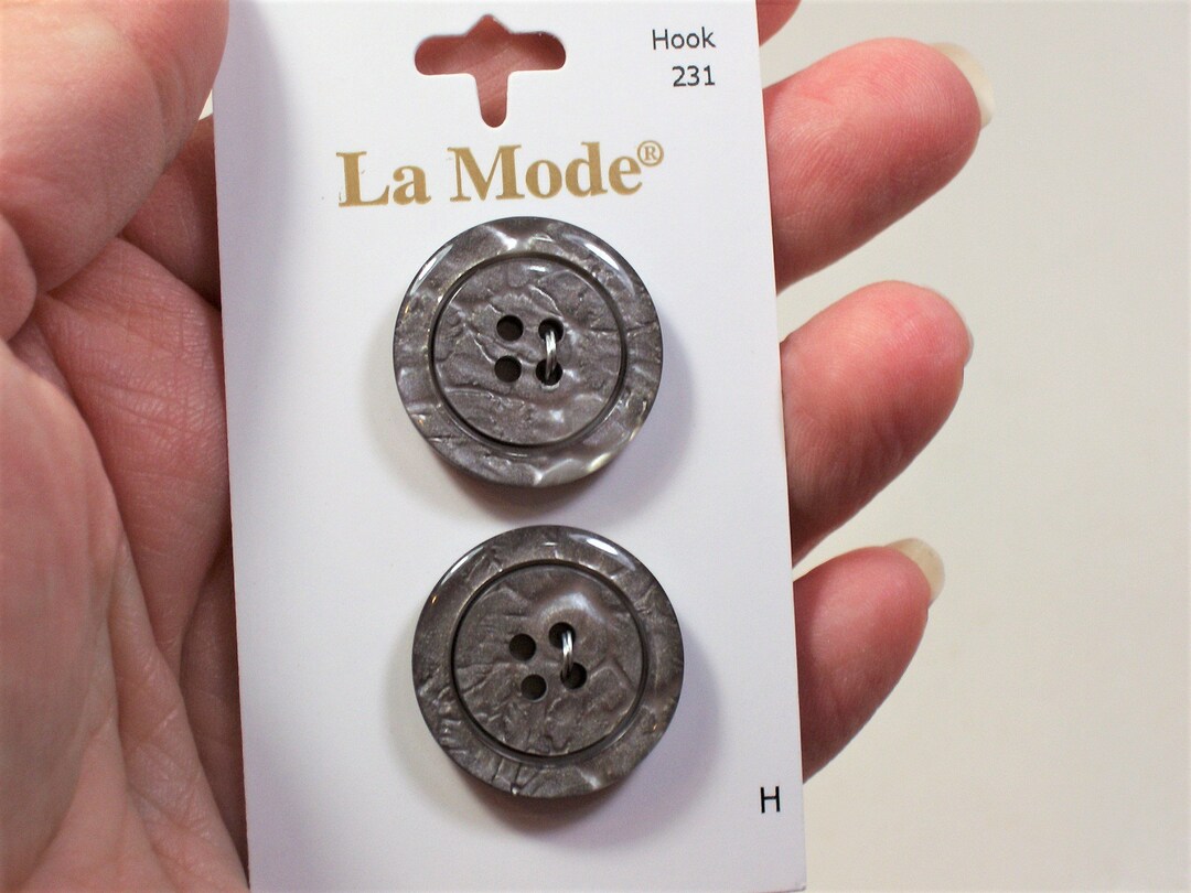 Marble Gray Buttons, Gray Button X 2 Pieces, Plastic Button, 4 Hole ...