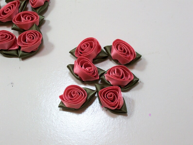 Pink Roses Pink Rose Flower Appliques Offray Rolled Ribbon - Etsy