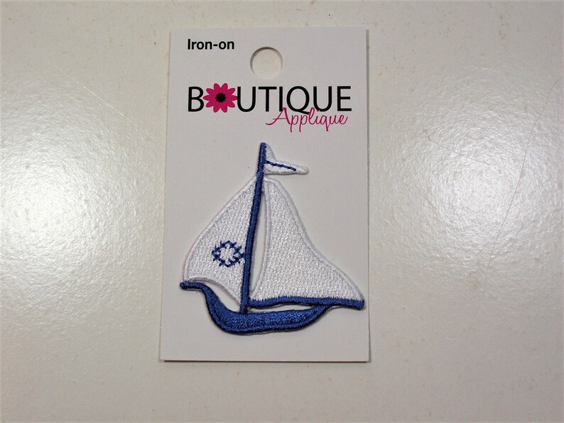 Sailboat Patch Blue and White Sailboat Embroidered Iron on - Etsy
