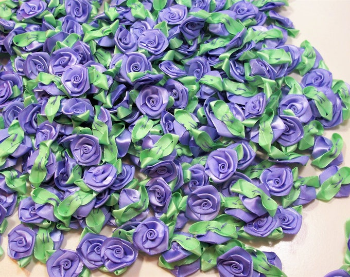 Blue Roses, Blue Flower Appliques, Offray Flat Ribbon Rose Satin ...