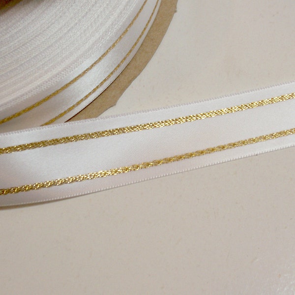 Gold and White Striped Ribbon - Etsy