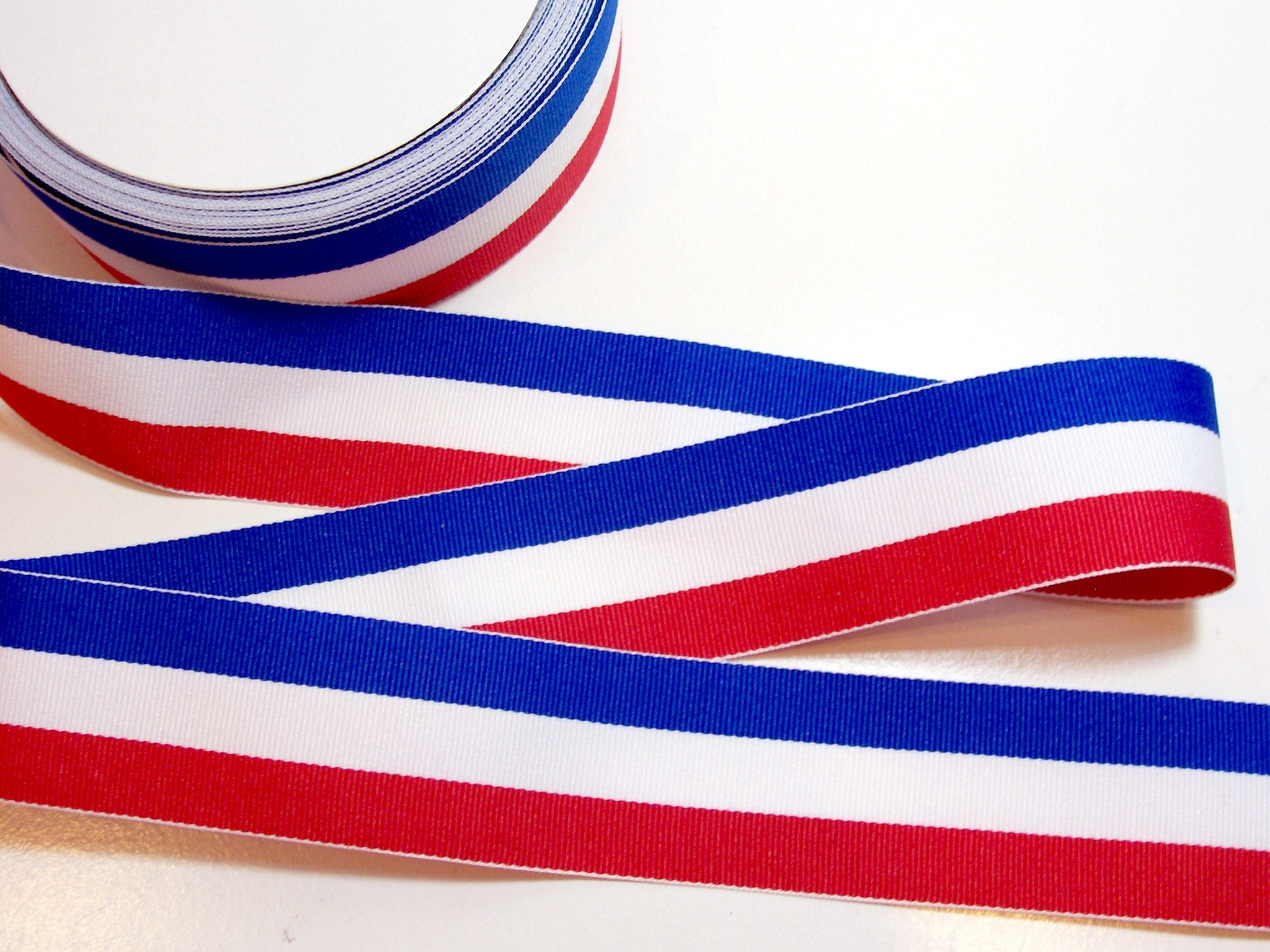 Patriotic Stripe Ribbon Red White Blue Grosgrain Ribbon 1 | Etsy
